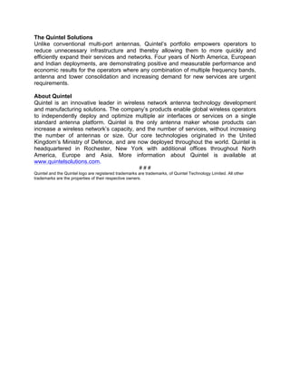Quintel production ramp up feb 2013 | PDF | Telecommunications Industry ...