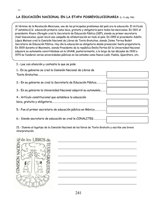 Hojas De Trabajo De Historia De Quinto Grado