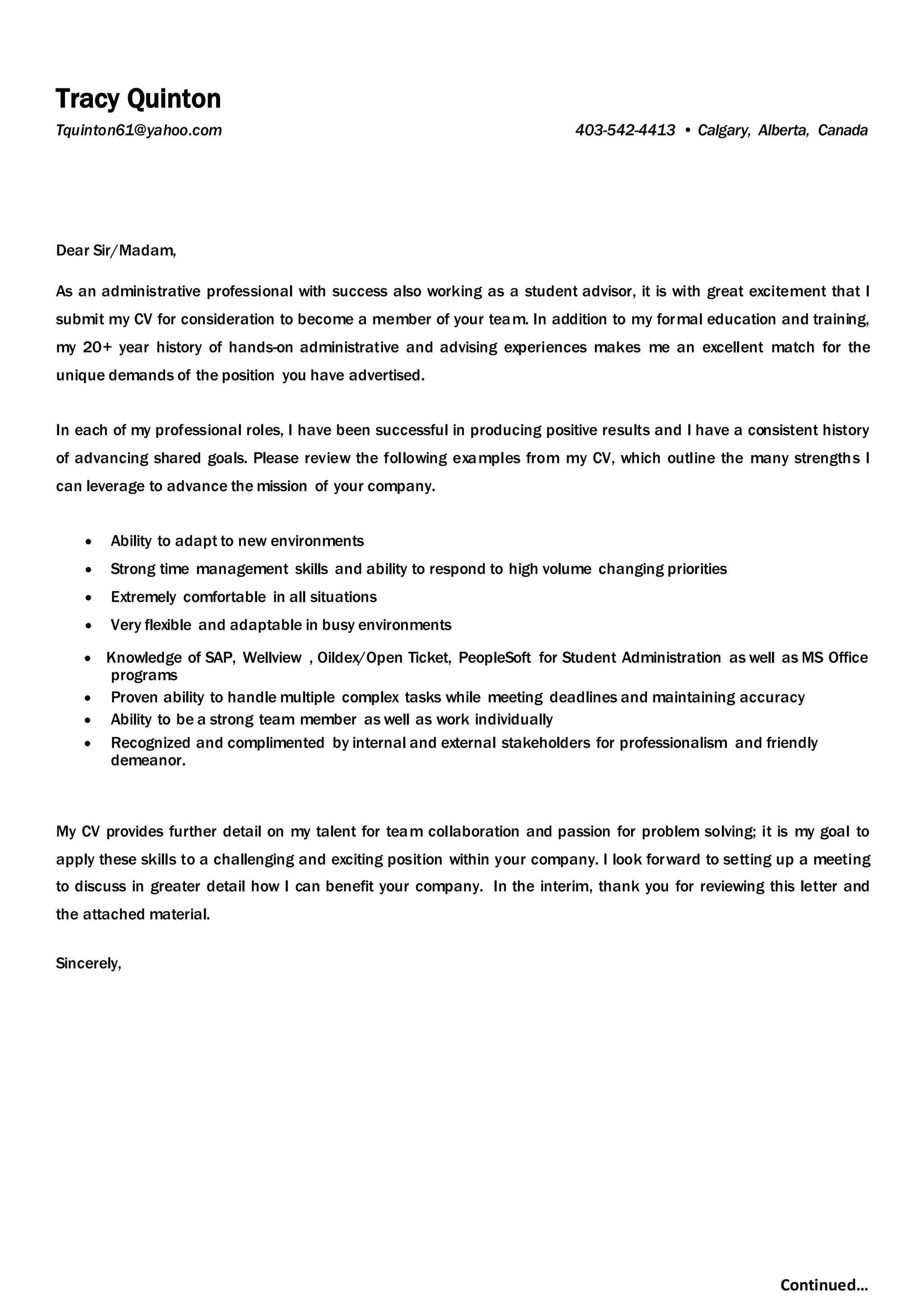 Quinton resume & cover general word | PDF