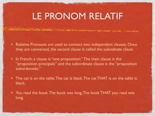 Le pronom relatif (qui, que) (pour la classe jeudi 10.2) | KEY