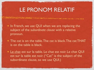 Le pronom relatif (qui, que) (pour la classe jeudi 10.2) | KEY