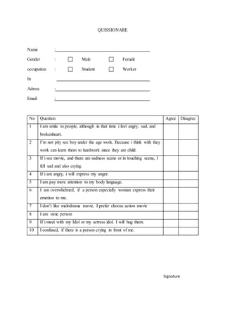 contoh questionare | DOCX