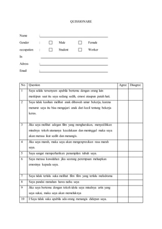 contoh questionare | DOCX