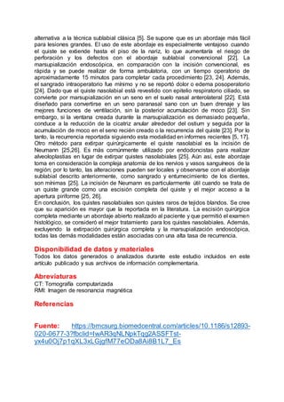 QUISTE NASOLABIAL: REPORTE DE CASO Y REVISIÓN DE LAS OPCIONES DE ...