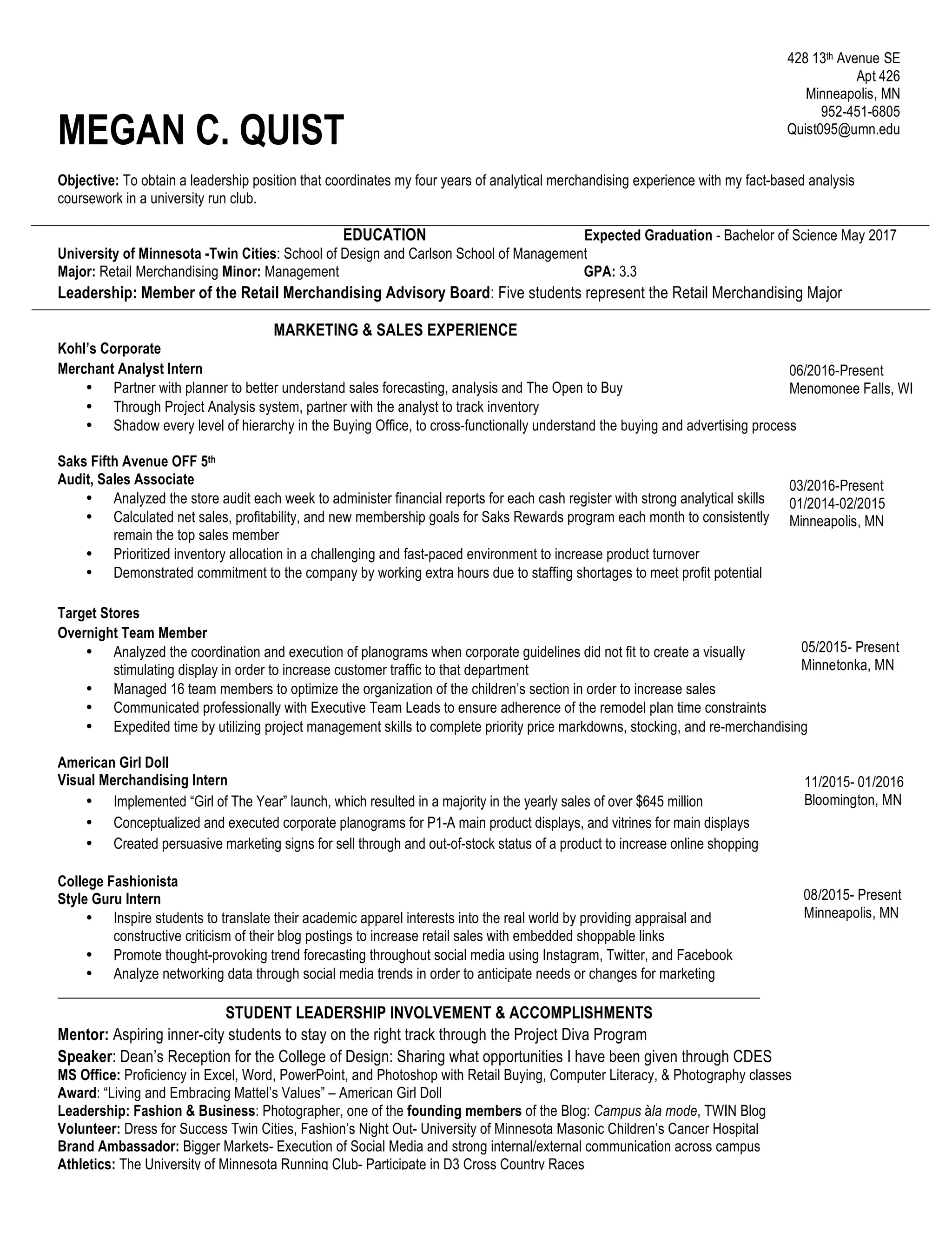 Megan Quist Resume | PDF