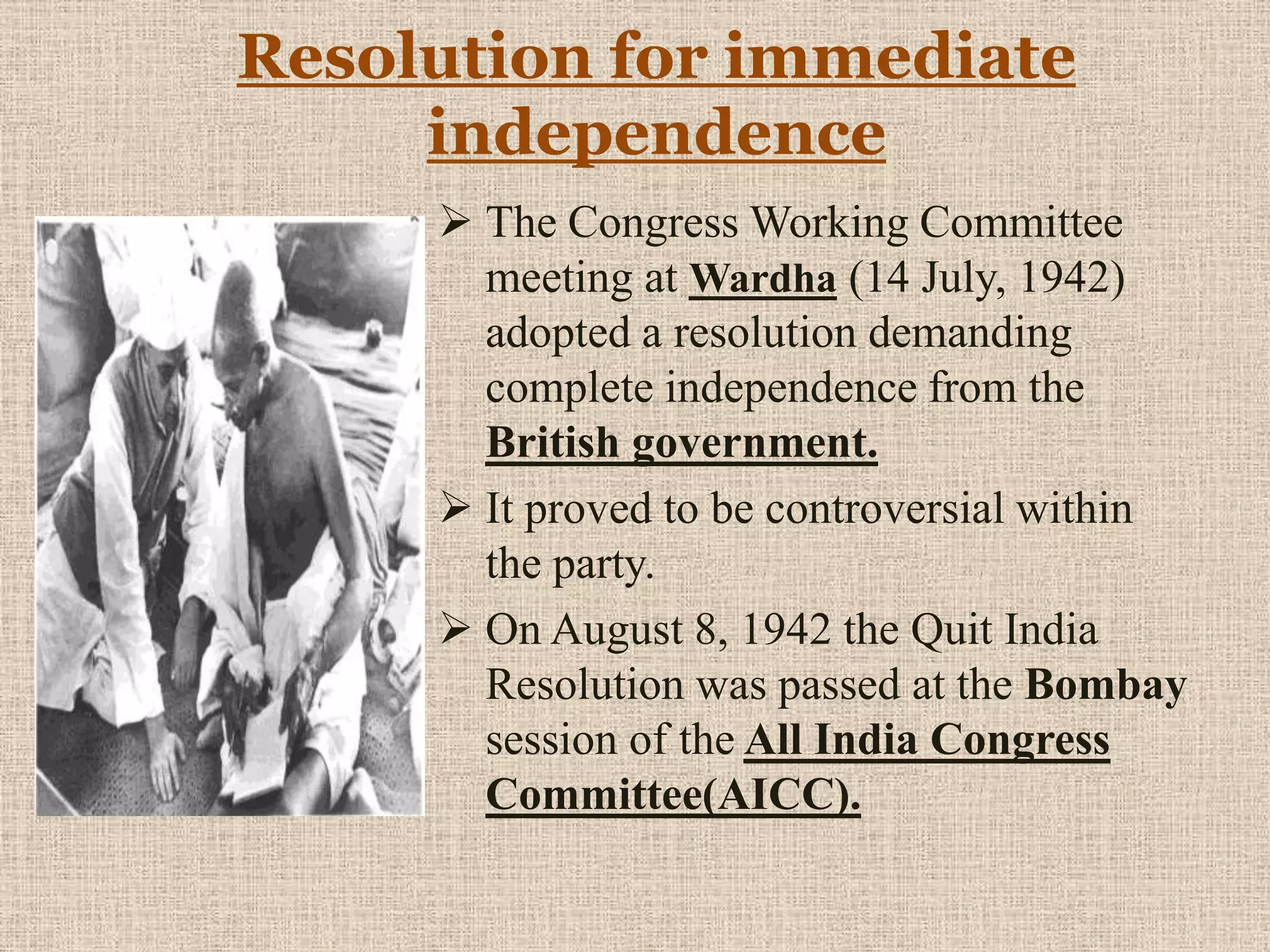 Quit india movement,1942 | PPTX
