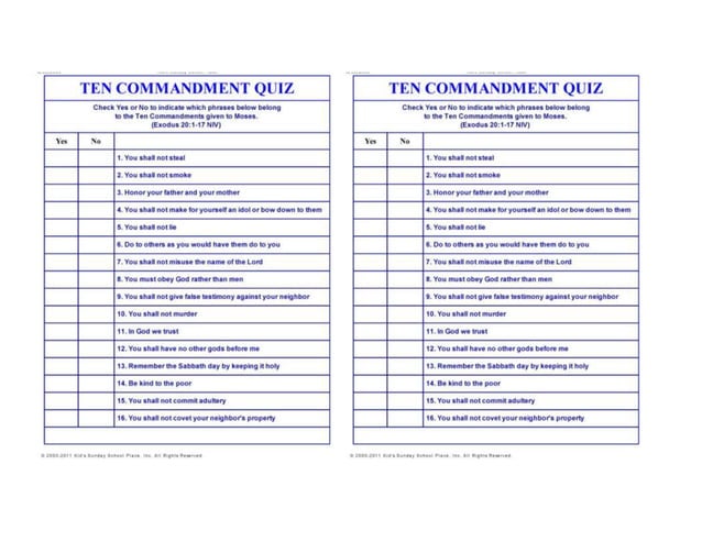 July_Quiz about 10 commandments | DOCX
