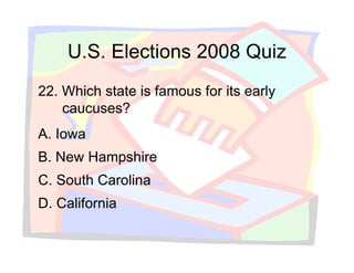Quiz for US Presidential Elections | PPT