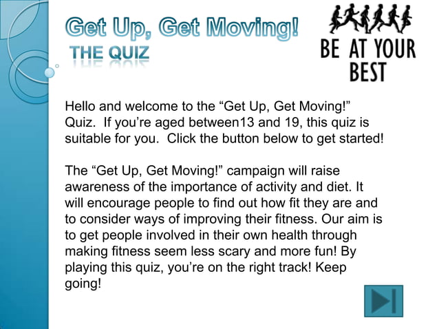 Get Up, Get Moving! Quiz | PPT | Fitness and Exercise | Healthy Living