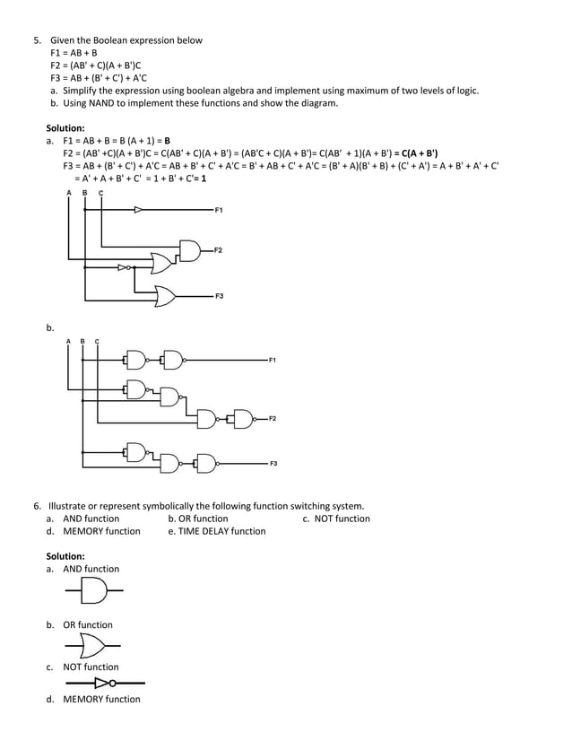 boolean algebra exercises | PDF