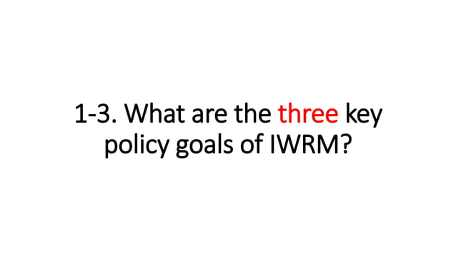 Quiz in IWRM (NRM 1- Watershed and Water Mgt. Subject) | PPT