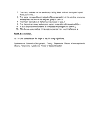 QUIZ in Earth and Life Science Senior high | PDF