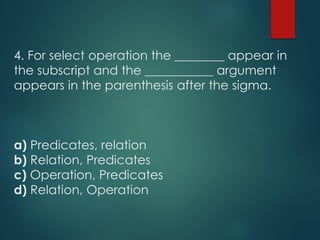 Quiz on Relational Algebra | PPT