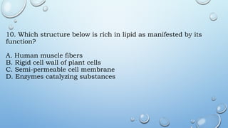quiz - macromolecules of grade 11 senior high school | PPTX