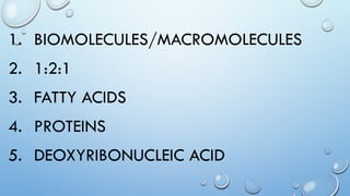 quiz - macromolecules of grade 11 senior high school | PPTX