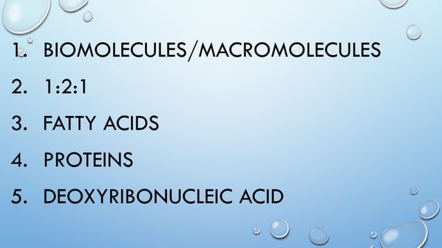 quiz - macromolecules of grade 11 senior high school | PPTX