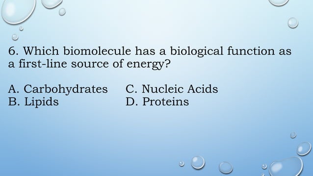 quiz - macromolecules of grade 11 senior high school | PPTX