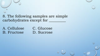 quiz - macromolecules of grade 11 senior high school | PPTX