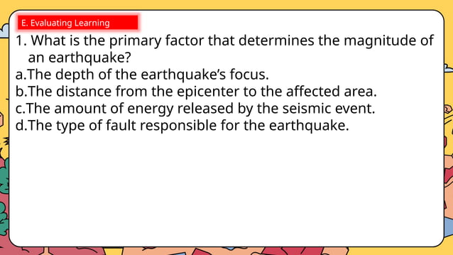 Multiple choice and True or false quiz in Earthquake | PPTX