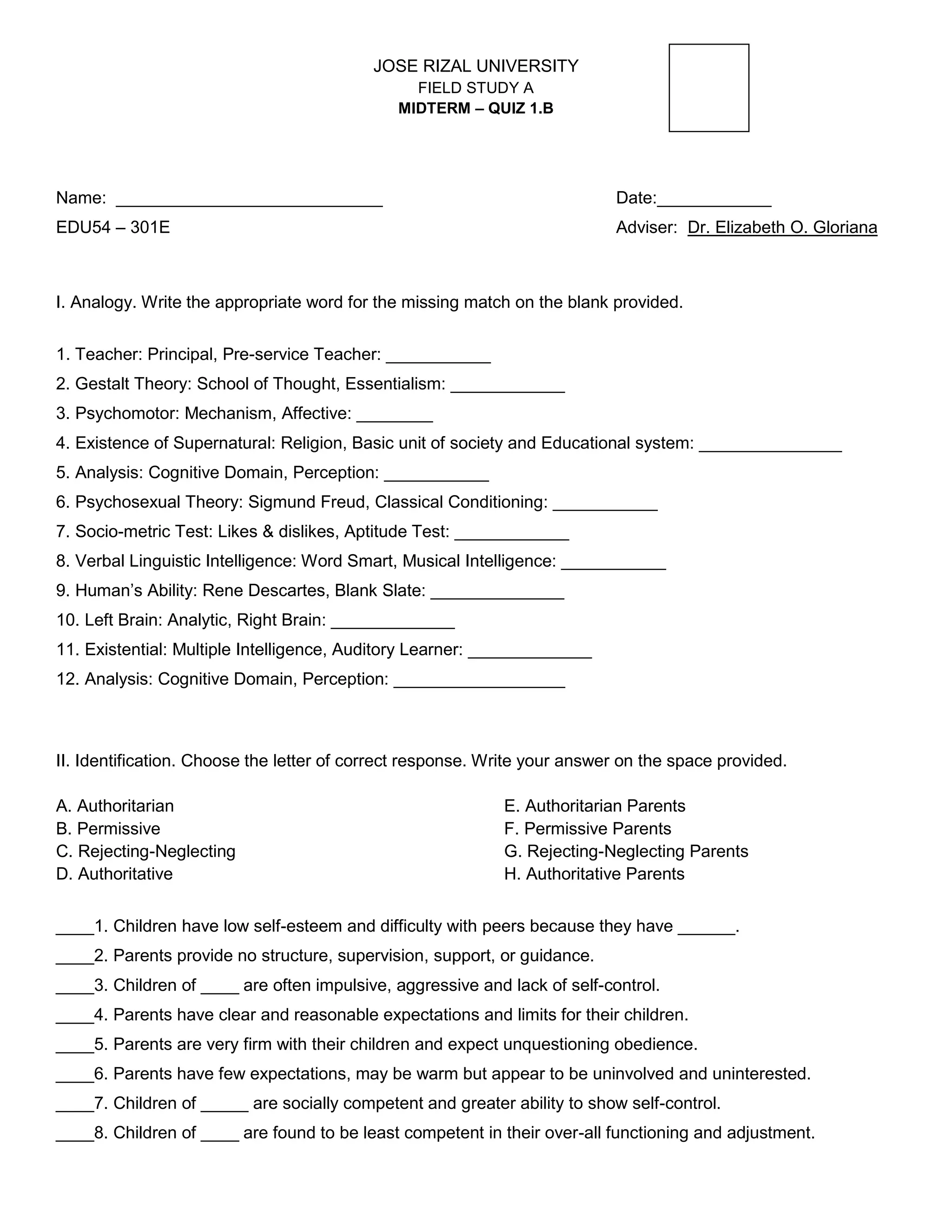 Field Study 1 Ep. 6 - Quiz | DOCX