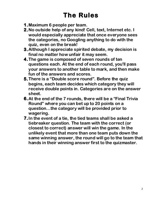 Trivia Night Questions And Answers Trivia Night Questions And Answers