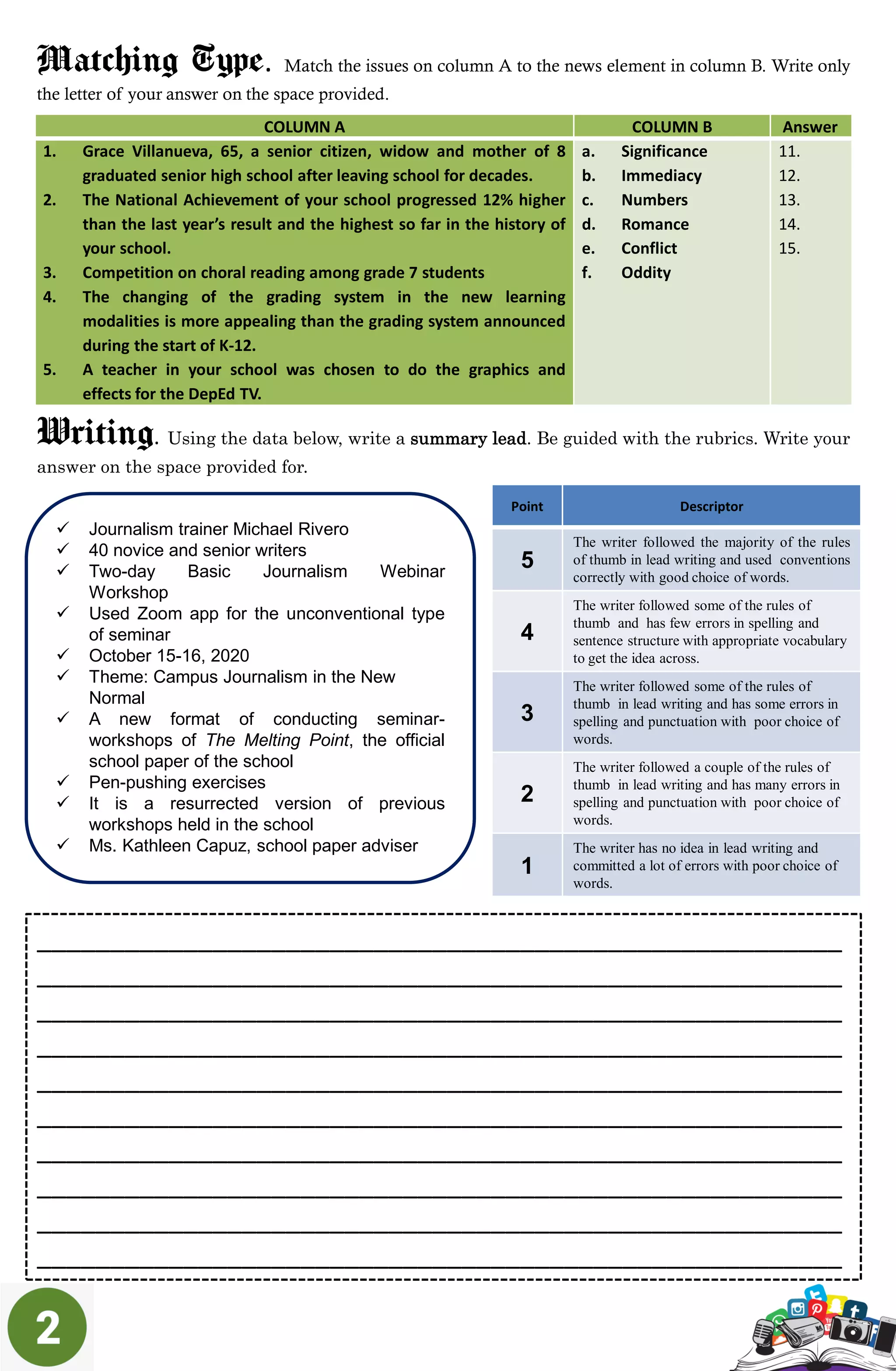 News Writing Quiz | PDF