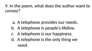 QUIZ on the poem The Telephone English 9.pptx