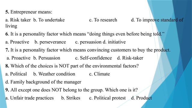 entrepreneurship -Summative Test (week1) | PPTX