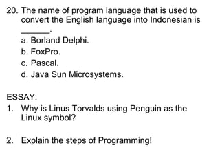 Quiz 1 english ii | PPT | Computing | Technology & Computing