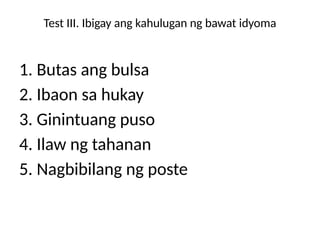 QUIZ 1_Filipino 8. Karunungan ng Buhaypptx | PPTX