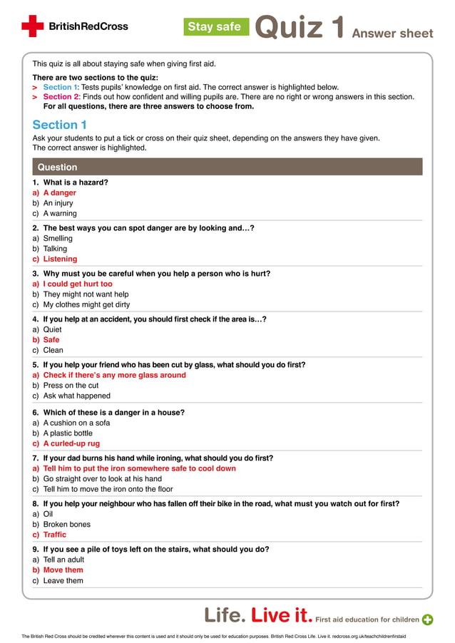 Quiz 1 first aid | PDF | First Aid | Injuries