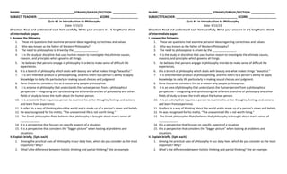 Quiz 1 in Intro to Philo.docx | Educational Assessment | Education