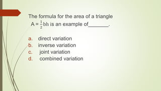 QUIZ ON QUARTER 2 Module 1 VARIATIONS.pptx | Physics | Science