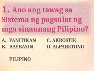 QUIZ 1 Panitikannnnnnnnn - Baybayin.pptx