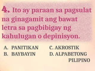 QUIZ 1 Panitikannnnnnnnn - Baybayin.pptx