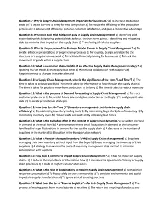 quiz in supply chain with questions and answers on intro to supply ...