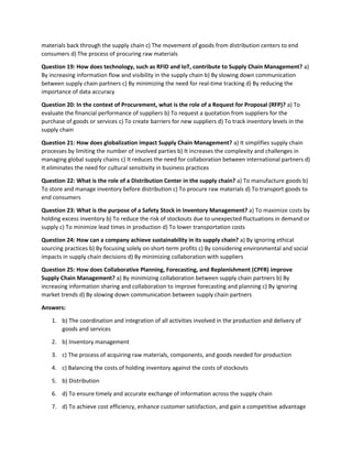 quiz in supply chain with questions and answers on intro to supply ...
