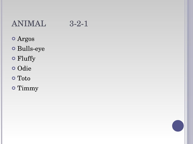 Quiz: Name, Place, Animal, Thing | PPT | Physics | Science