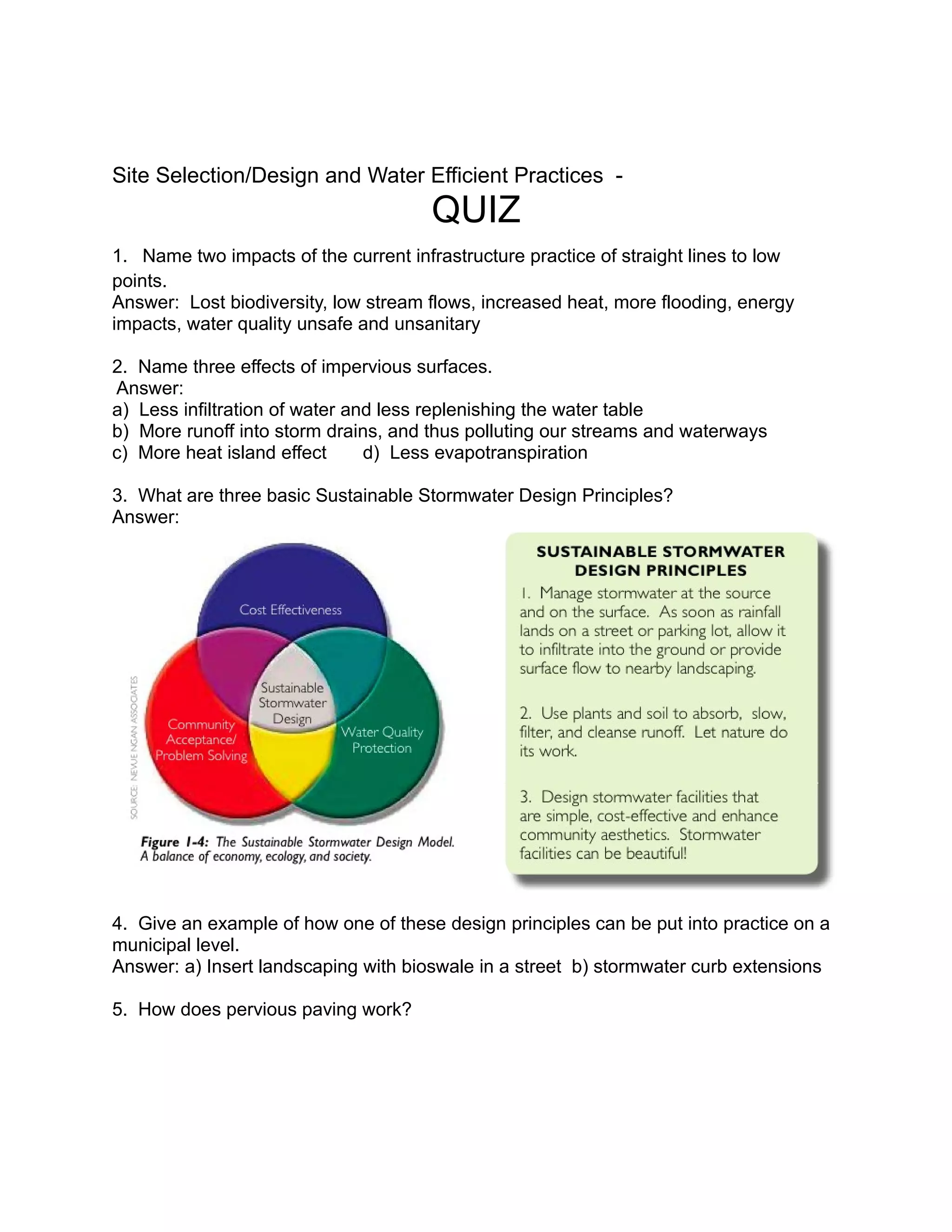 Quiz #2 stormwater & site design with answers | ODT