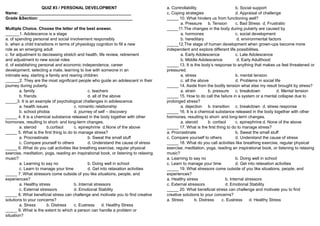 PERSOAL DEVELOPMENT QUIZ 3 | DOCX