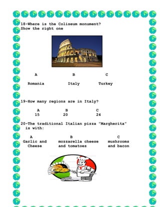 Quiz about countries - Italian team | PDF | Europe Travel | Travel ...