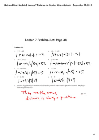 Quiz and finsh module 2 lesson 7 distance on number line | PDF
