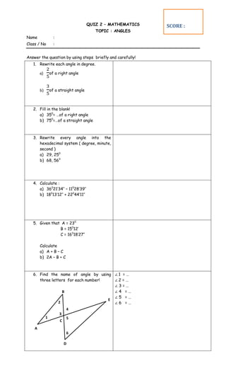 Quiz angles | PDF