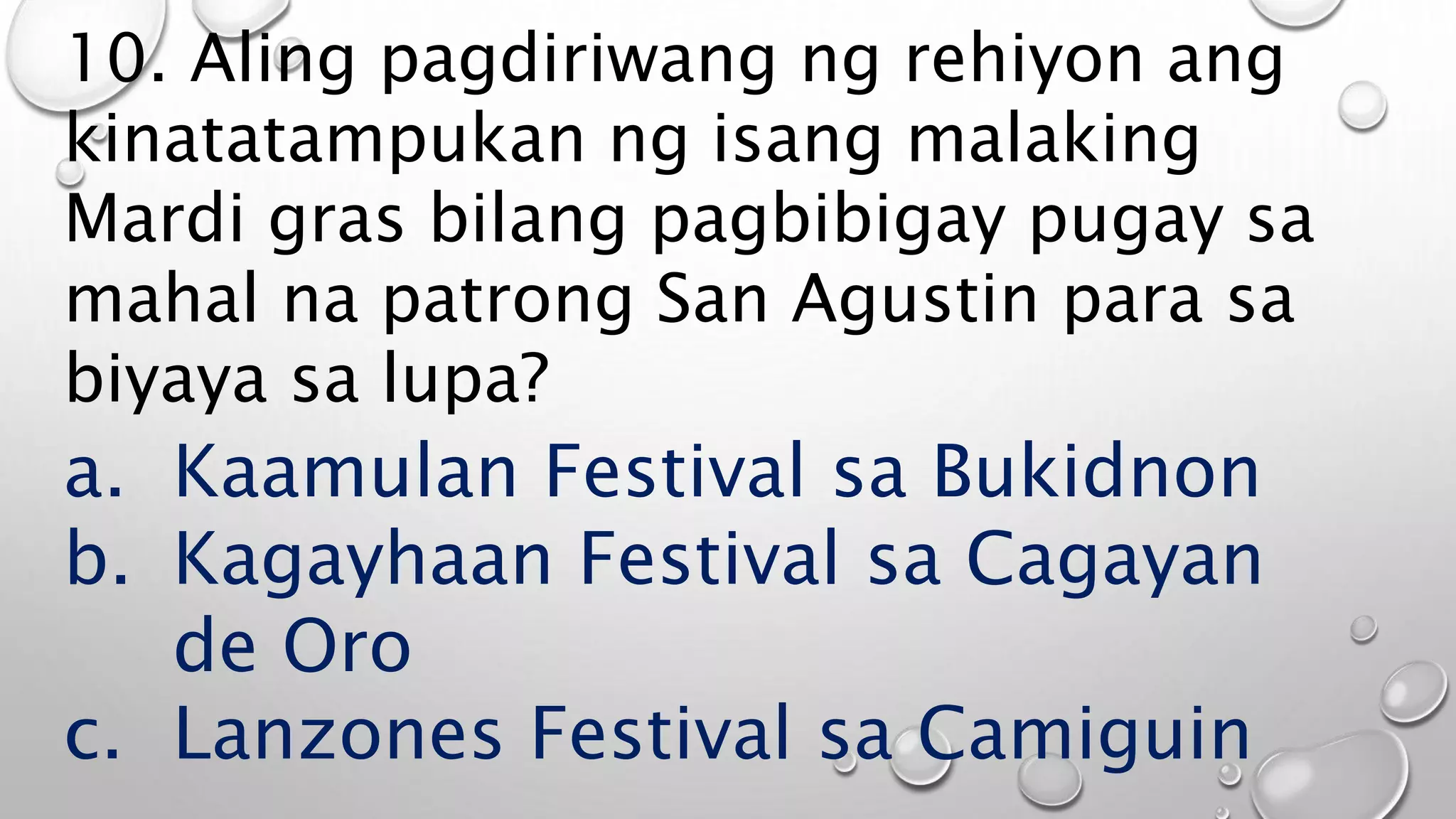 Rehiyon 10 Quiz | PPTX