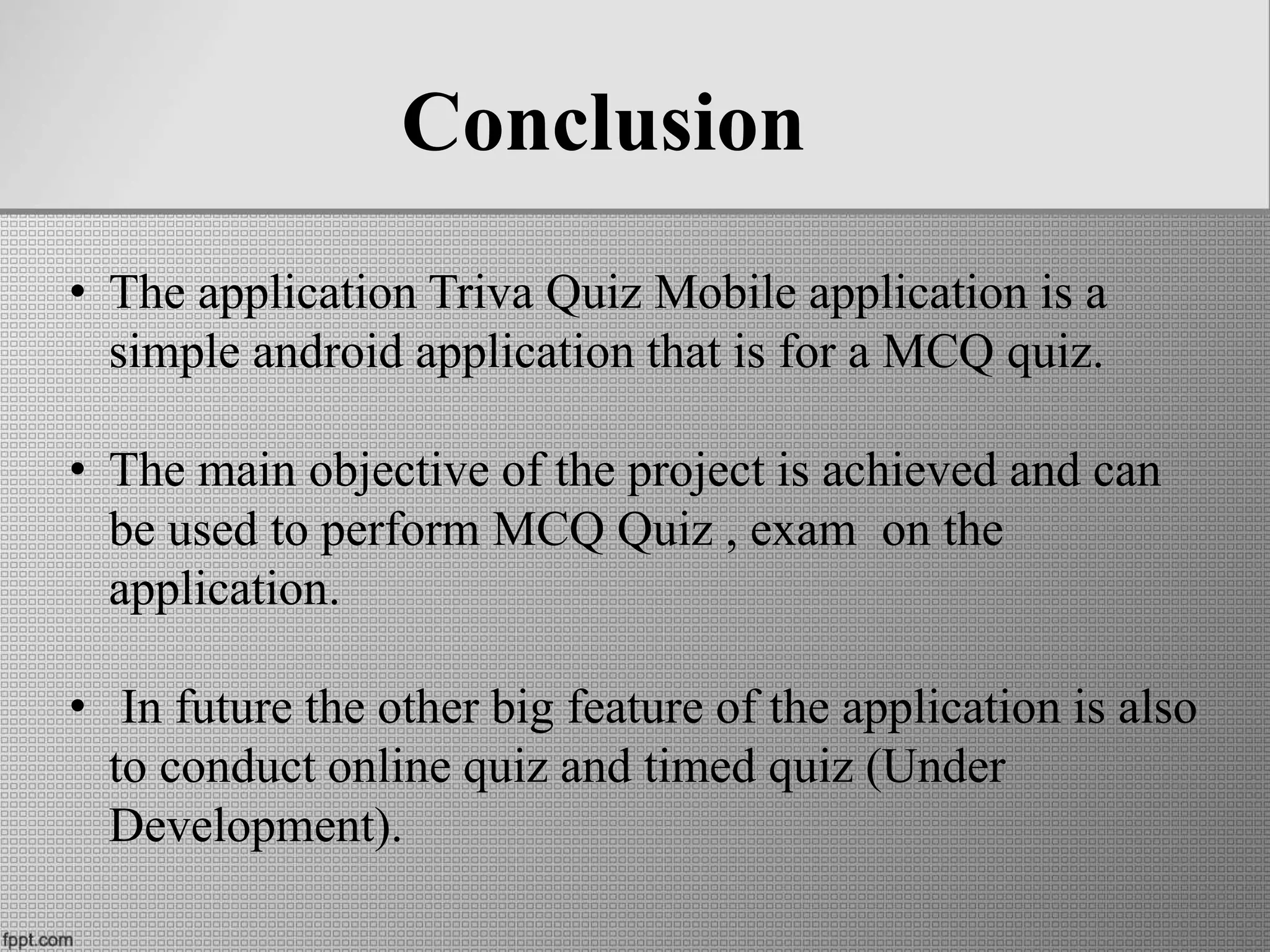 Quiz app android ppt | PPTX | Operating Systems | Computer Software and Applications