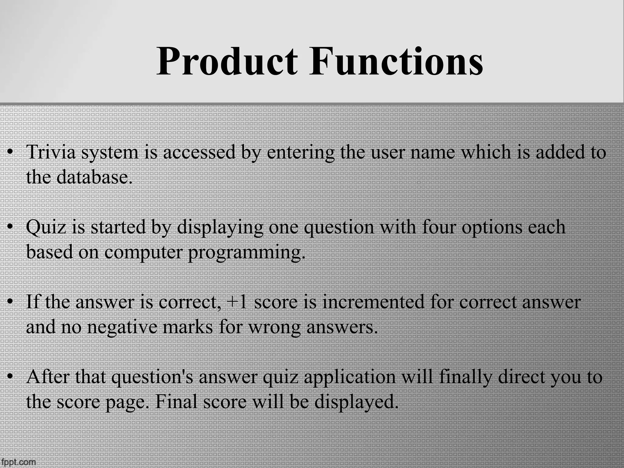 Quiz app android ppt | PPTX | Operating Systems | Computer Software and Applications
