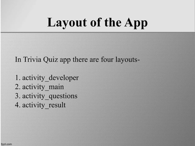 Quiz app android ppt | PPTX | Operating Systems | Computer Software and Applications
