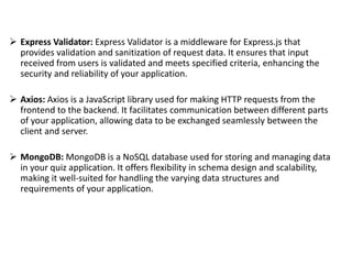 PPt Presentation for a quiz website with a frontend as well as backend | PPTX