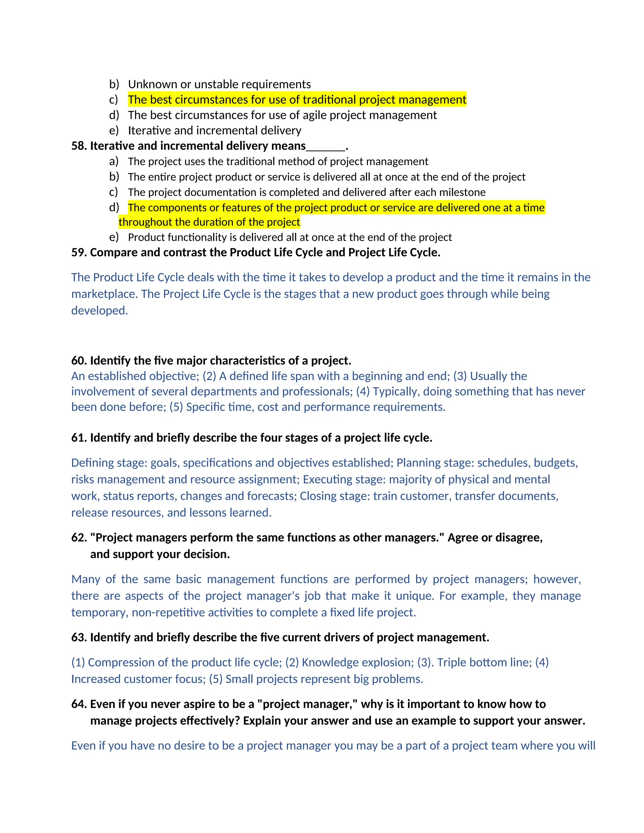Project Management-Quizzes -Chapter wise wise | DOCX
