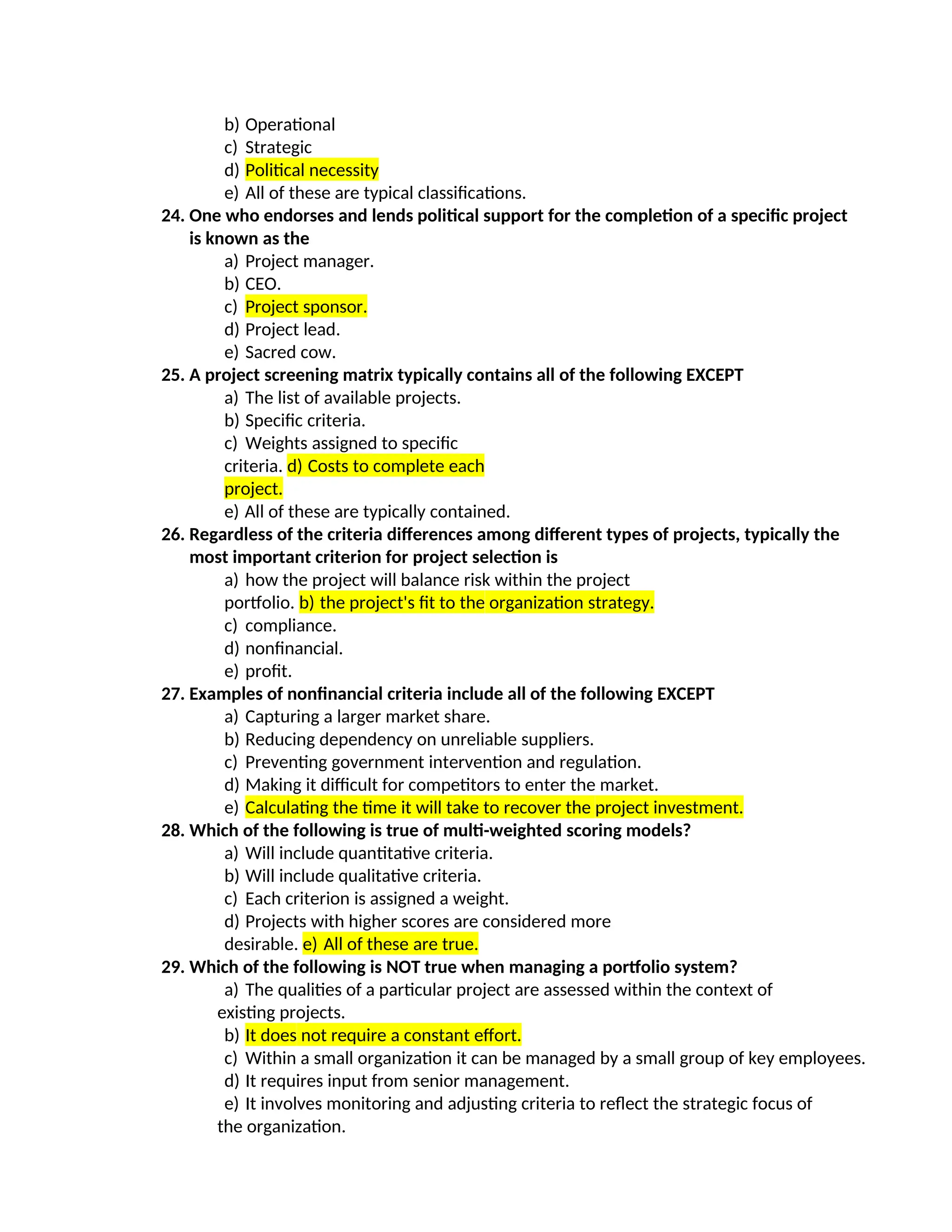 Project Management-Quizzes -Chapter wise wise | DOCX